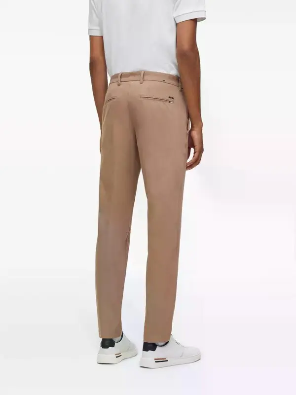 BOSS Logo-embroidered Cotton-blend Tapered Trousers