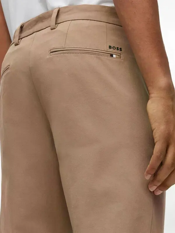 BOSS Logo-embroidered Cotton-blend Tapered Trousers