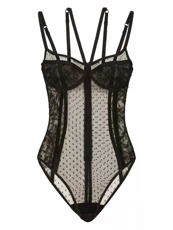 Dolce & Gabbana Floral-lace Semi-sheer Bodysuit - Black