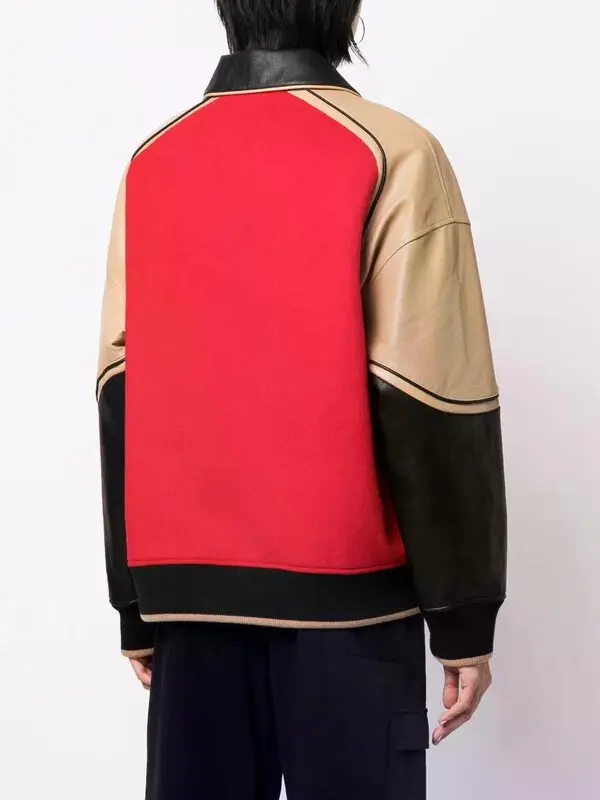 Goen.j Wool Bomber Jacket With Faux-leather Trim - Red