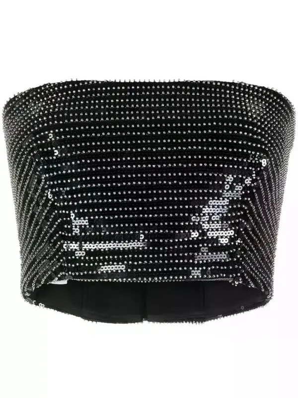 GEMY MAALOUF Sequined Cropped Bandeau Top