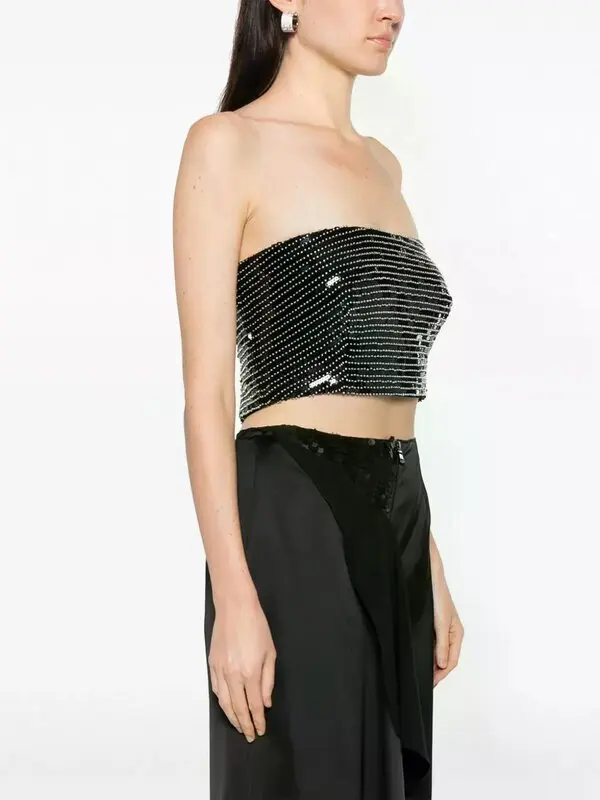 GEMY MAALOUF Sequined Cropped Bandeau Top