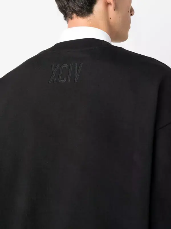 Gcds Cotton Sweatshirt With Flocked Logo And Stripe Detailing