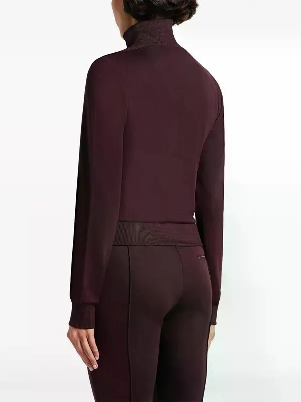 COURREGES High-neck Zip-up Technical Jersey Sweatshirt With Embroidered Logo