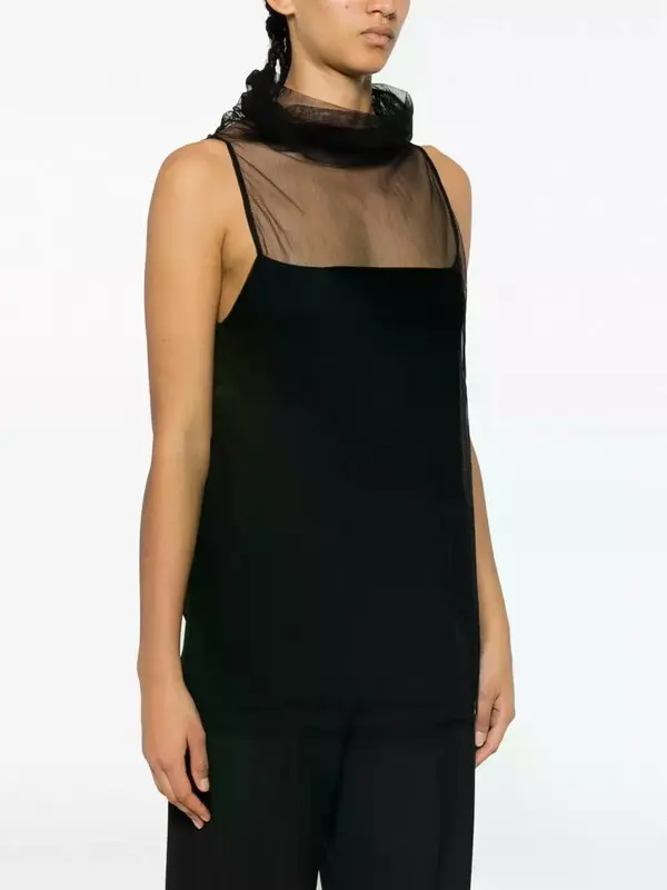 Fabiana Filippi Roll-neck Tulle Top - Black