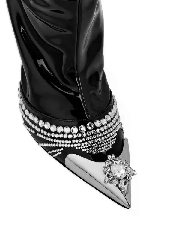 Philipp Plein Crystal-embellished Patent Leather Knee-high Boots