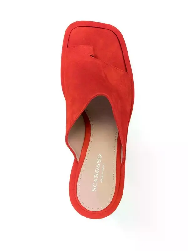 SCAROSSO Gwen Suede Mules - Red