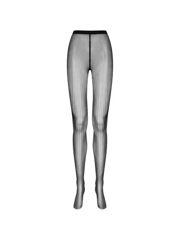 MAISON CLOSE Striped Illusion Tights - Black