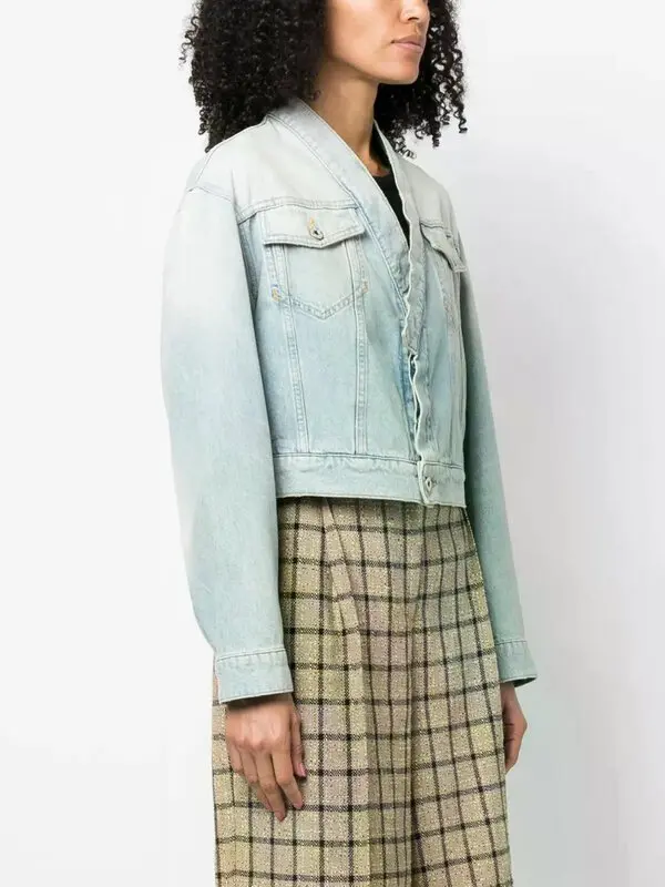 Kenzo Faded Effect Cropped Denim Jacket