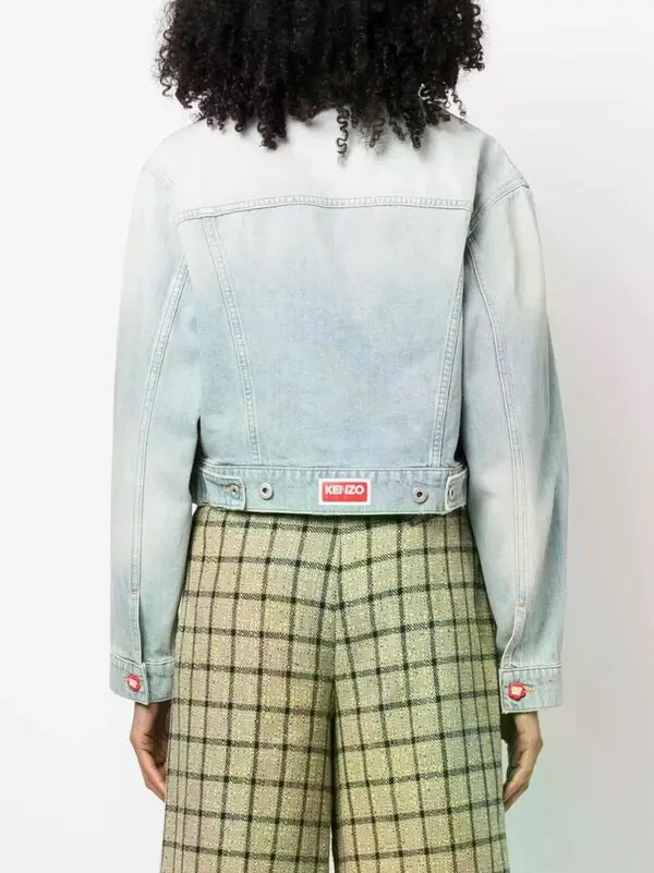 Kenzo Faded Effect Cropped Denim Jacket