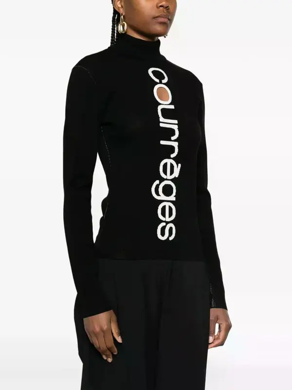 COURREGES Logo-intarsia Cut-out Jumper