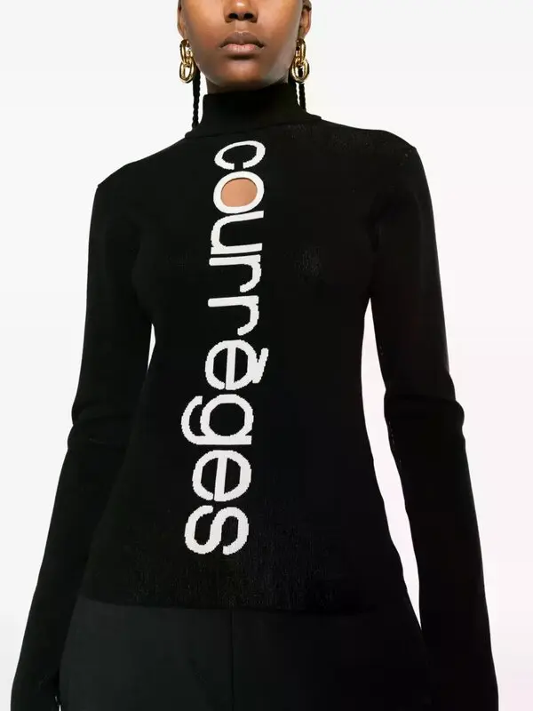 COURREGES Logo-intarsia Cut-out Jumper
