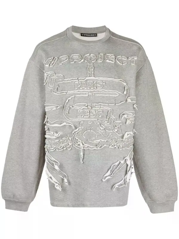 Y/project Distressed Cotton Sweatshirt - Grey
