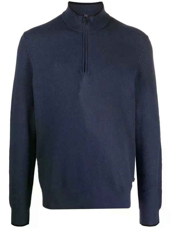 Michael Kors Textured Cotton Half-zip Jumper