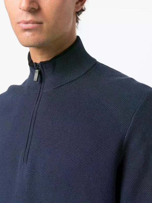 Michael Kors Textured Cotton Half-zip Jumper