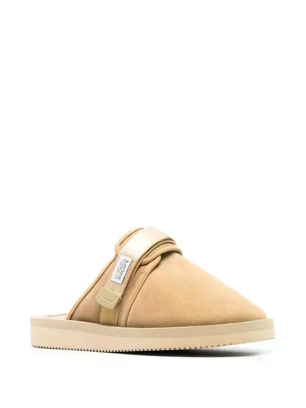 Suicoke Zavo-vs Touch-strap Suede Slippers - Brown