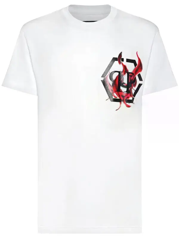 Philipp Plein Logo Flame-print Cotton T-shirt