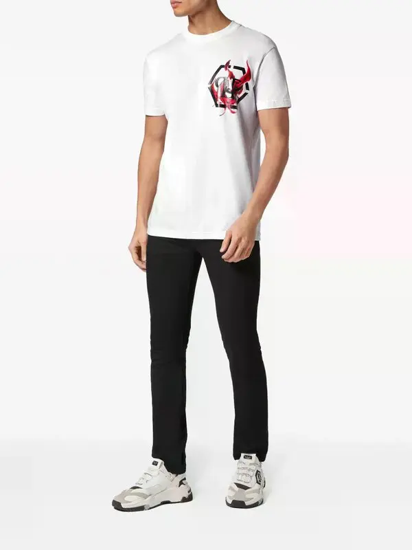 Philipp Plein Logo Flame-print Cotton T-shirt