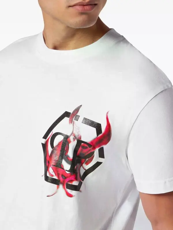 Philipp Plein Logo Flame-print Cotton T-shirt