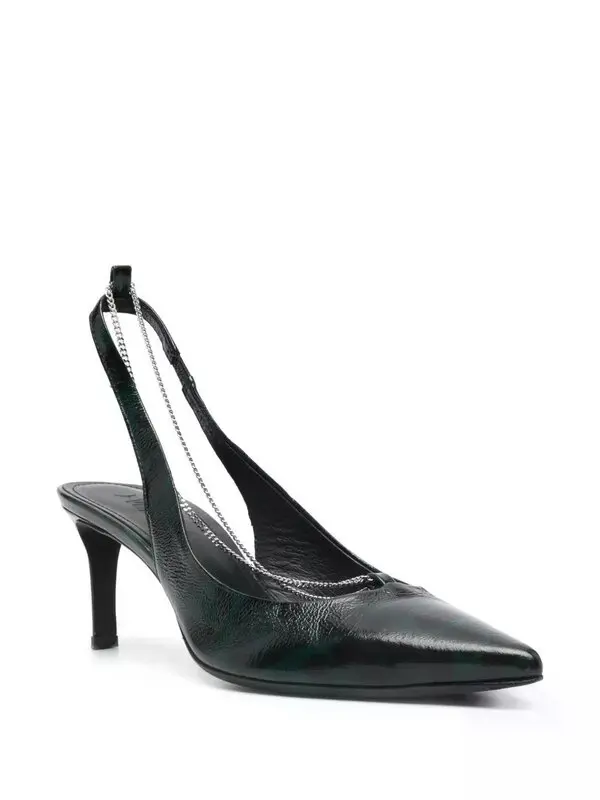 Zadig&Voltaire First Night Court 68mm Leather Pumps With Leopard Print And Chain Detail