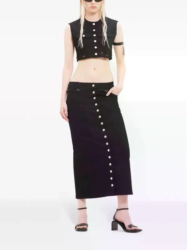 COURREGES Multiflex Denim Midi Skirt