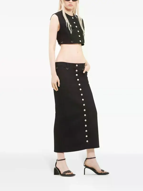 COURREGES Multiflex Denim Midi Skirt