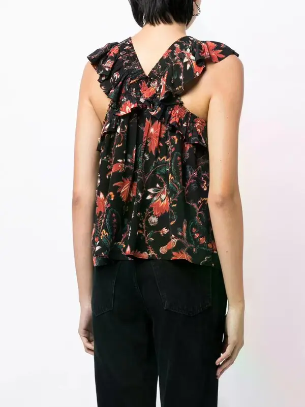 Ulla Johnson Floral Print Silk Blouse