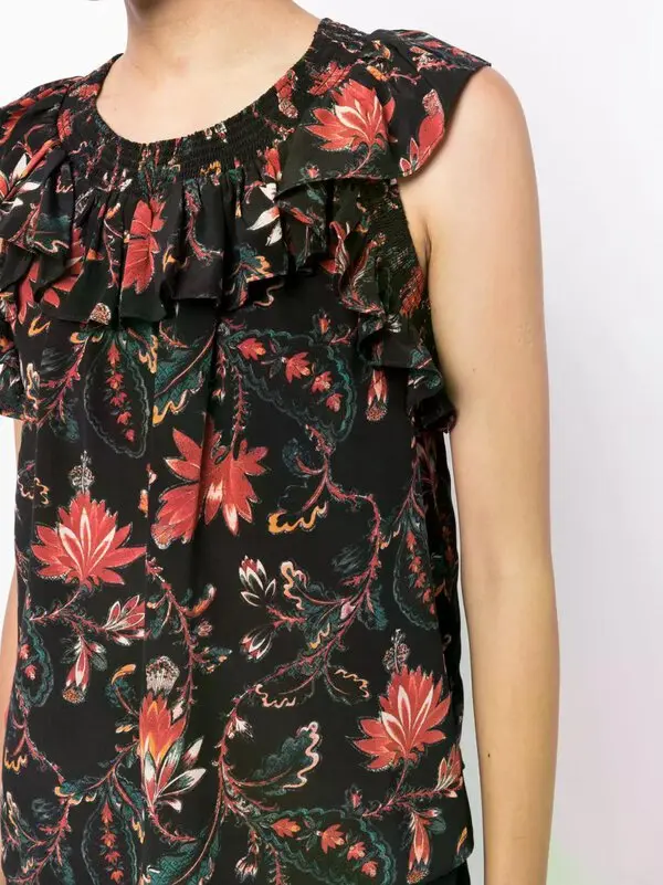 Ulla Johnson Floral Print Silk Blouse