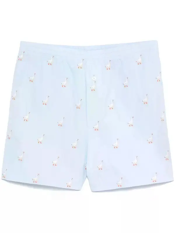Moschino Embroidered Duck Shorts - Blue