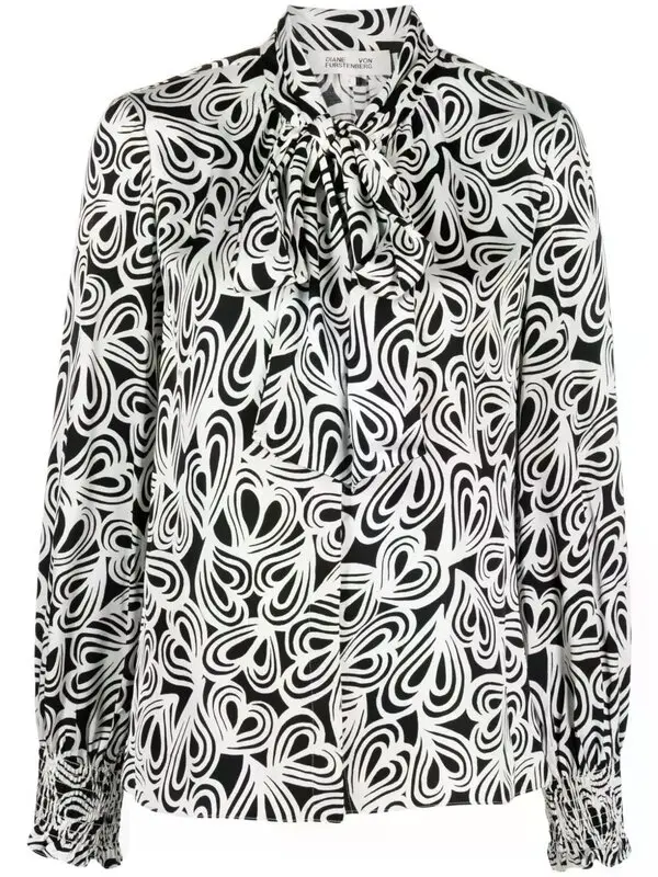 Diane Von Furstenberg Tina Heart Pattern Shirt