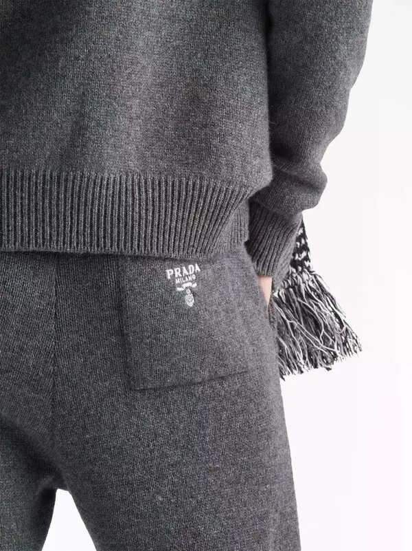 Prada Logo-embroidered Cashmere Trousers