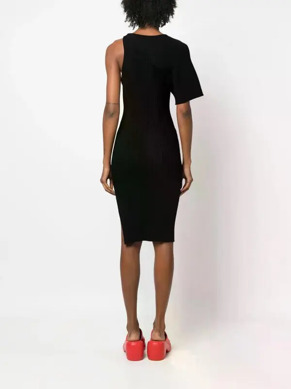 COURREGES Asymmetric Ribbed Midi Dress