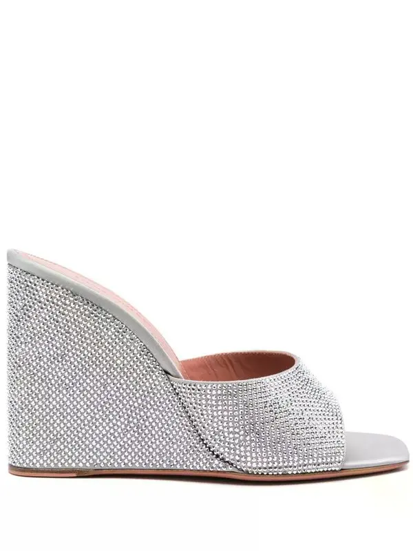 Amina Muaddi Tone Crystal Embellished Wedge Heeled Sandals