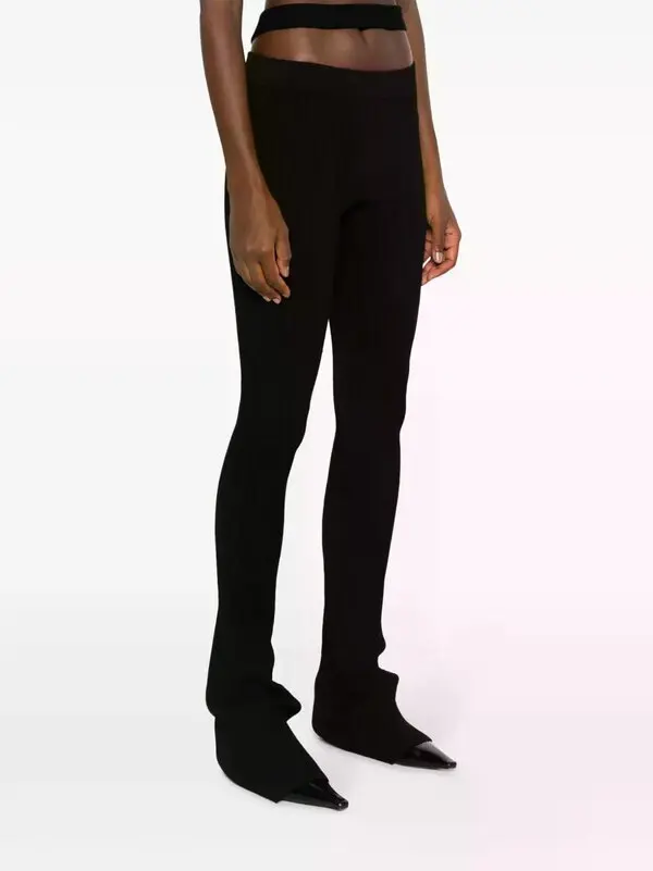 ANDREĀDAMO Ribbed-knit Flared Trousers - Black