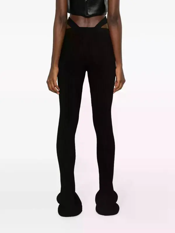 ANDREĀDAMO Ribbed-knit Flared Trousers - Black