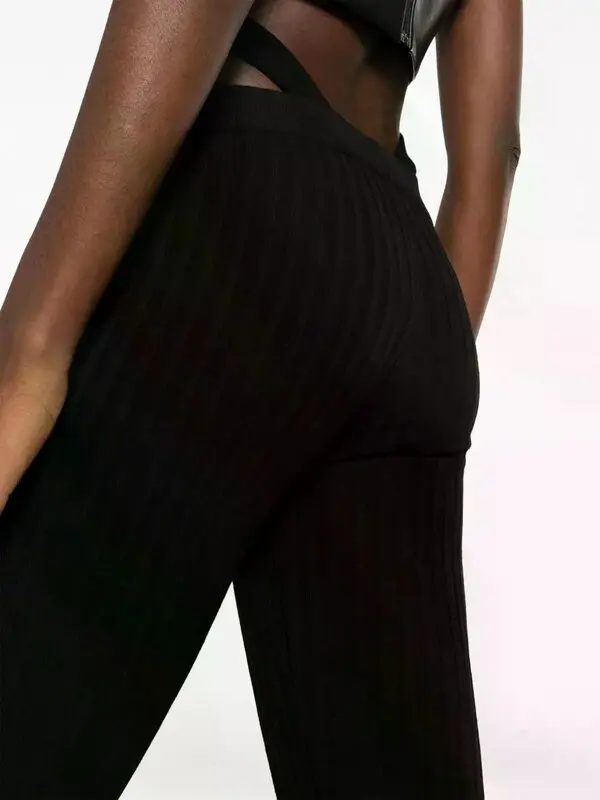 ANDREĀDAMO Ribbed-knit Flared Trousers - Black