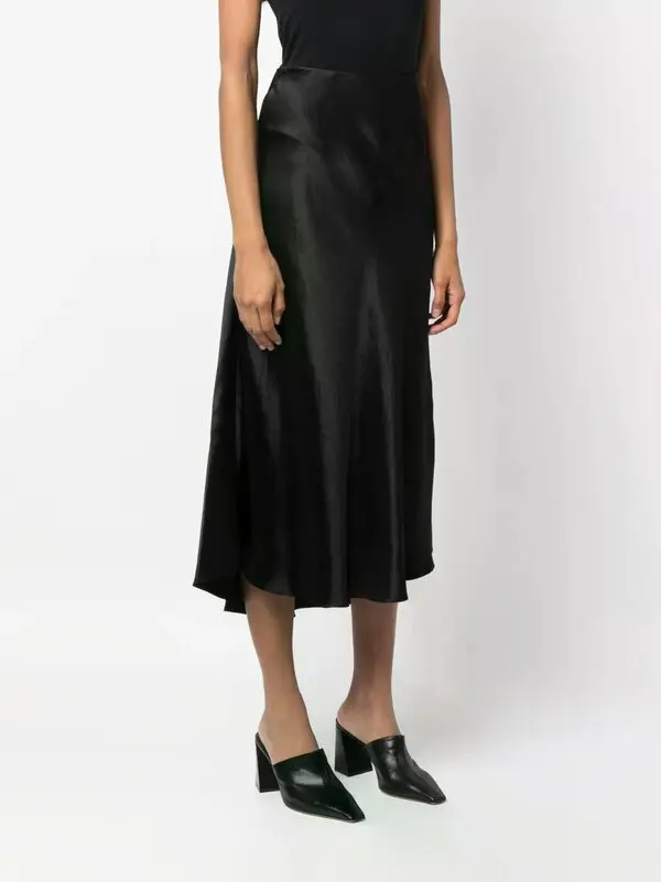 Vince Satin Finish Draped Midi Skirt