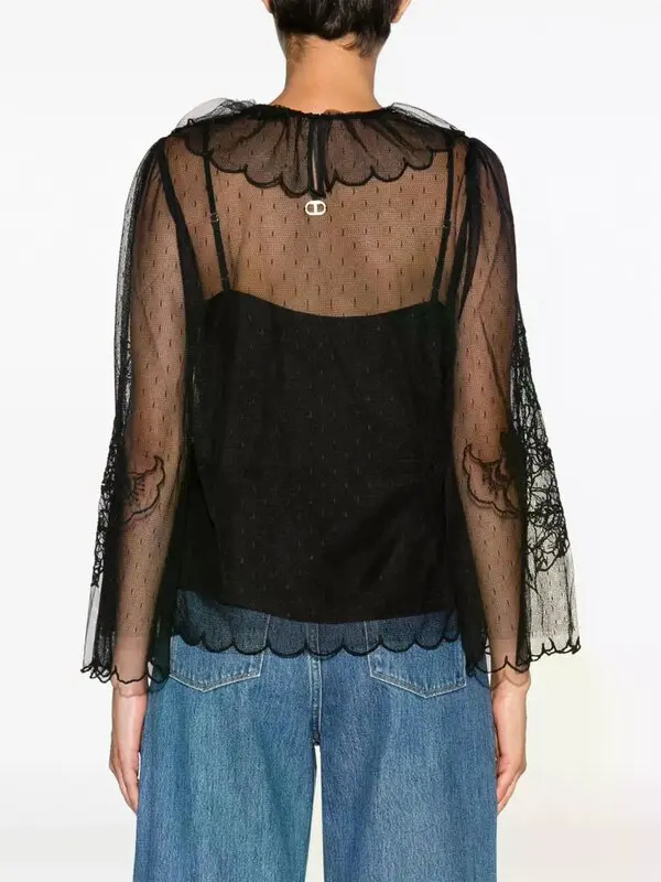 TWINSET Layered Lace Ruffle Collar Blouse