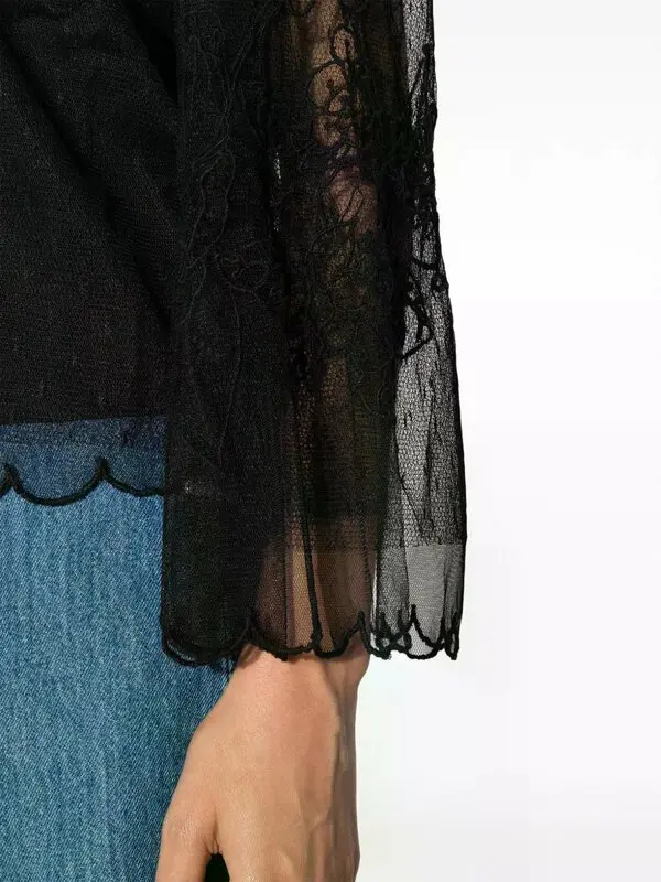 TWINSET Layered Lace Ruffle Collar Blouse