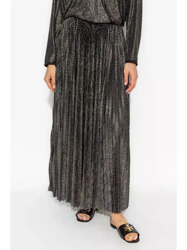 FORTE_FORTE Pleated Houndstooth-print Midi Skirt