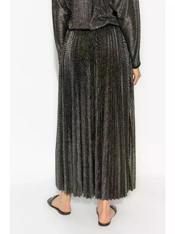 FORTE_FORTE Pleated Houndstooth-print Midi Skirt