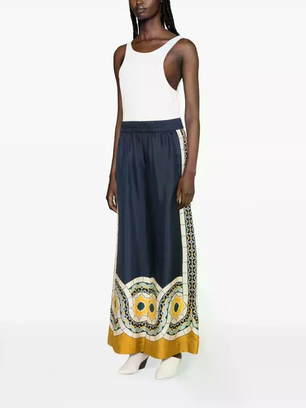La DoubleJ High-waist Silk Palazzo Trousers - Blue