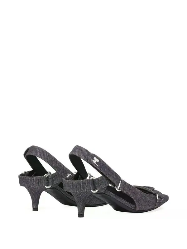 COURREGES Slingback Pumps With Silver-tone Logo Plaque