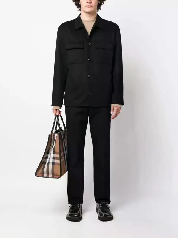 LARDINI Button-up Wool-blend Shirt Jacket