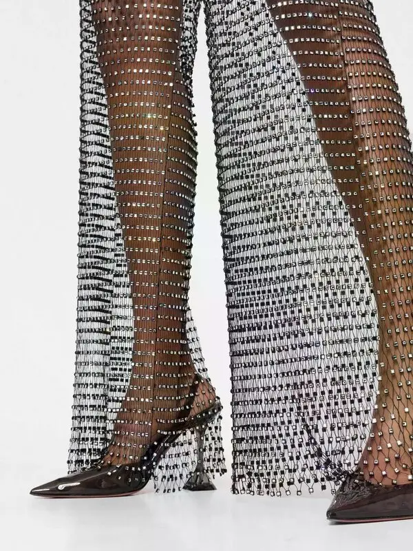 ROTATE BY BIRGER CHRISTENSEN Crystal Embellished Sheer Trousers
