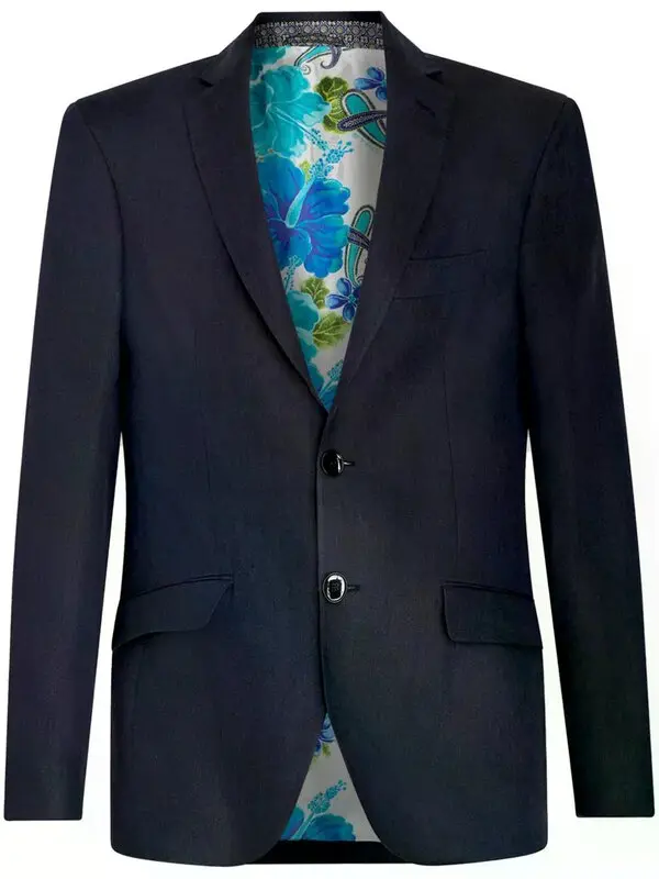 Etro Single-breasted Wool Blazer - Blue