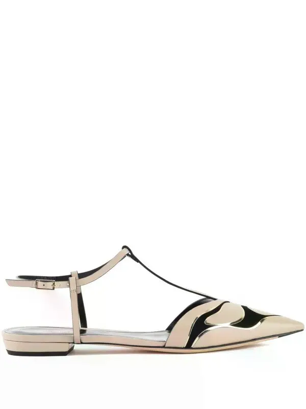 Giorgio Armani Light Beige Leather Ballerina Shoes