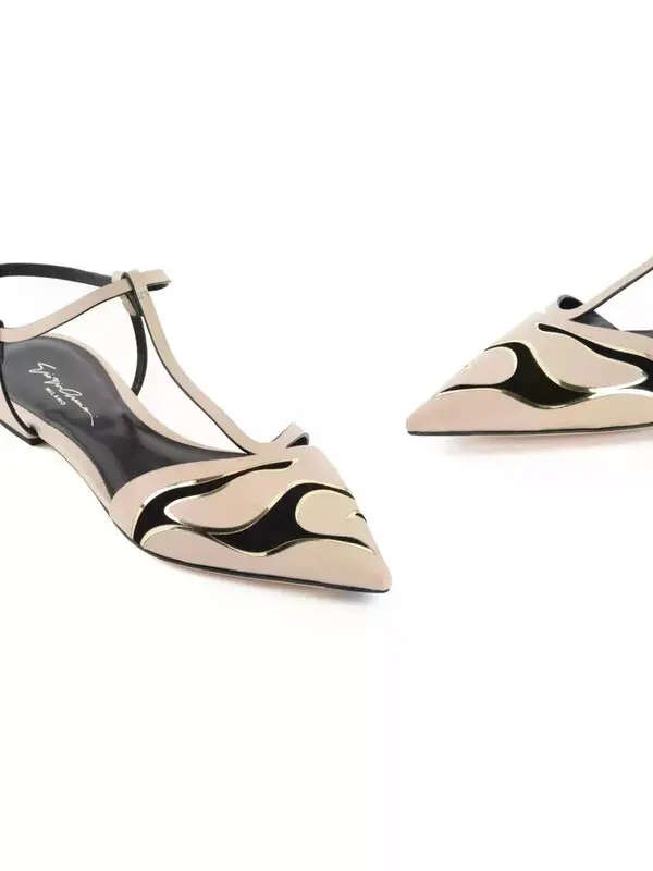 Giorgio Armani Light Beige Leather Ballerina Shoes