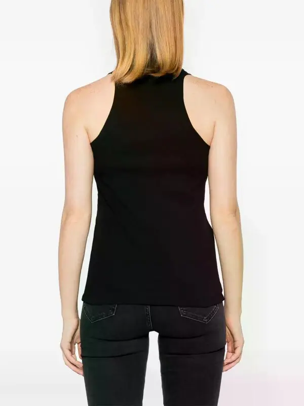 Pinko Ribbed Stretch Cotton Tank Top With Scoop Neck
