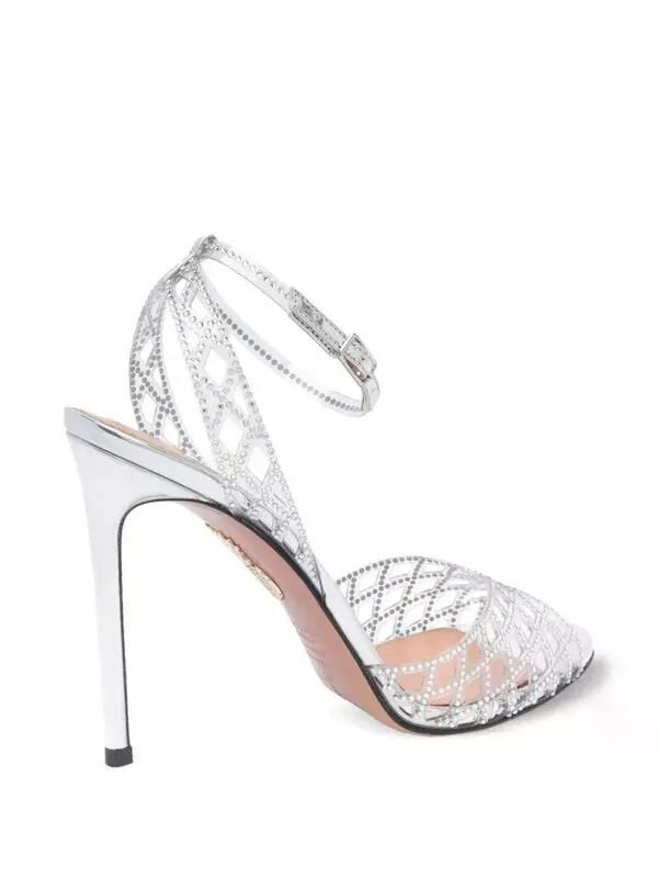 AQUAZZURA 105mm Embellished Leather Stiletto Sandals